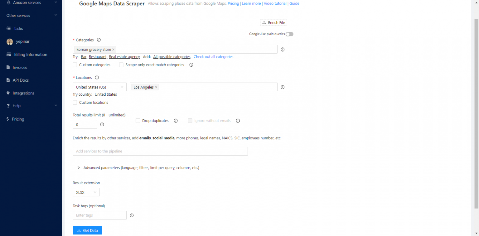 Google Maps Data Scraper Filters | Outscraper
