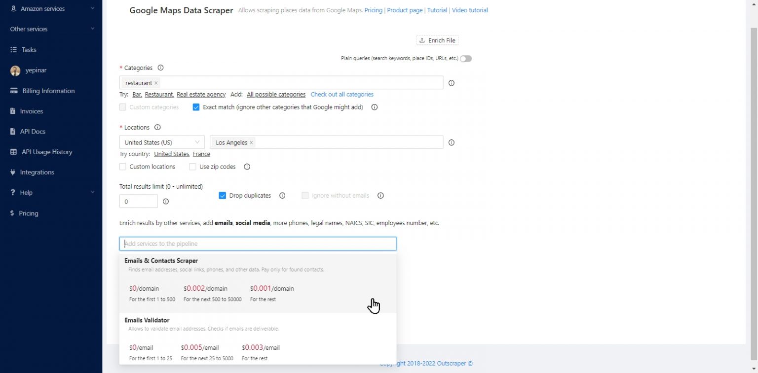 Enrichment Services for Google Maps Scraper | Outscraper